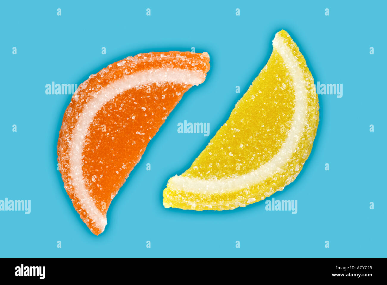 Jelly candies in lemon wedge shape Stock Photo - Alamy