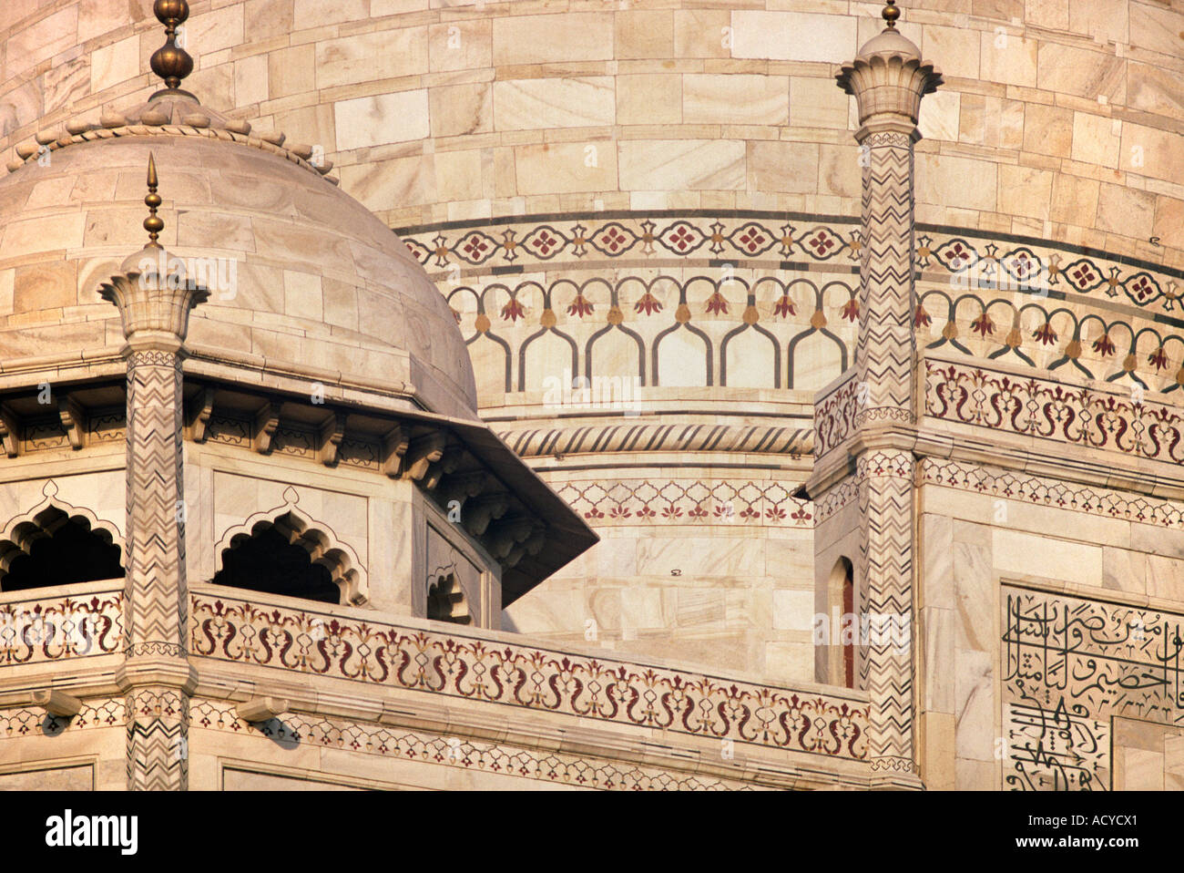 DETAIL of the marble inlay on the walls of the TAJ MAHAL AGRA INDIA ...