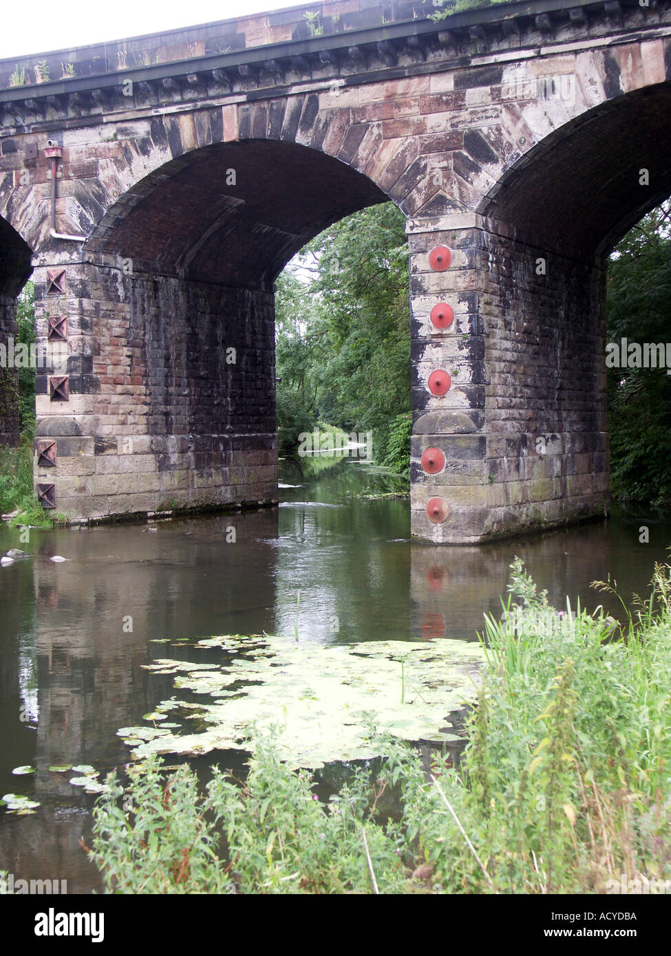 Railway bridge spanning the river Anker in Tamworth. The bridge is ...