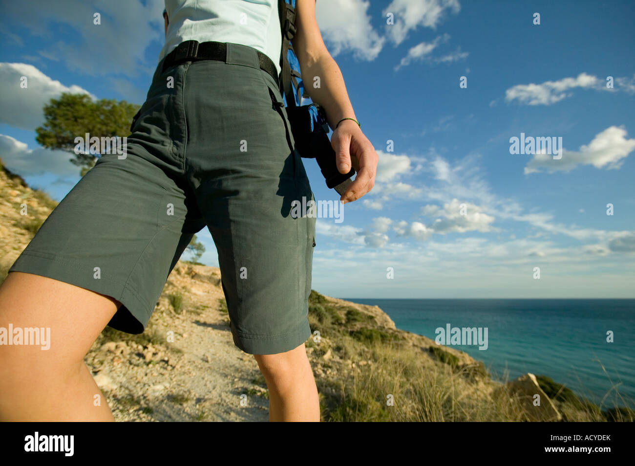 Female hiker on coastal path Spain Stock Photo - Alamy