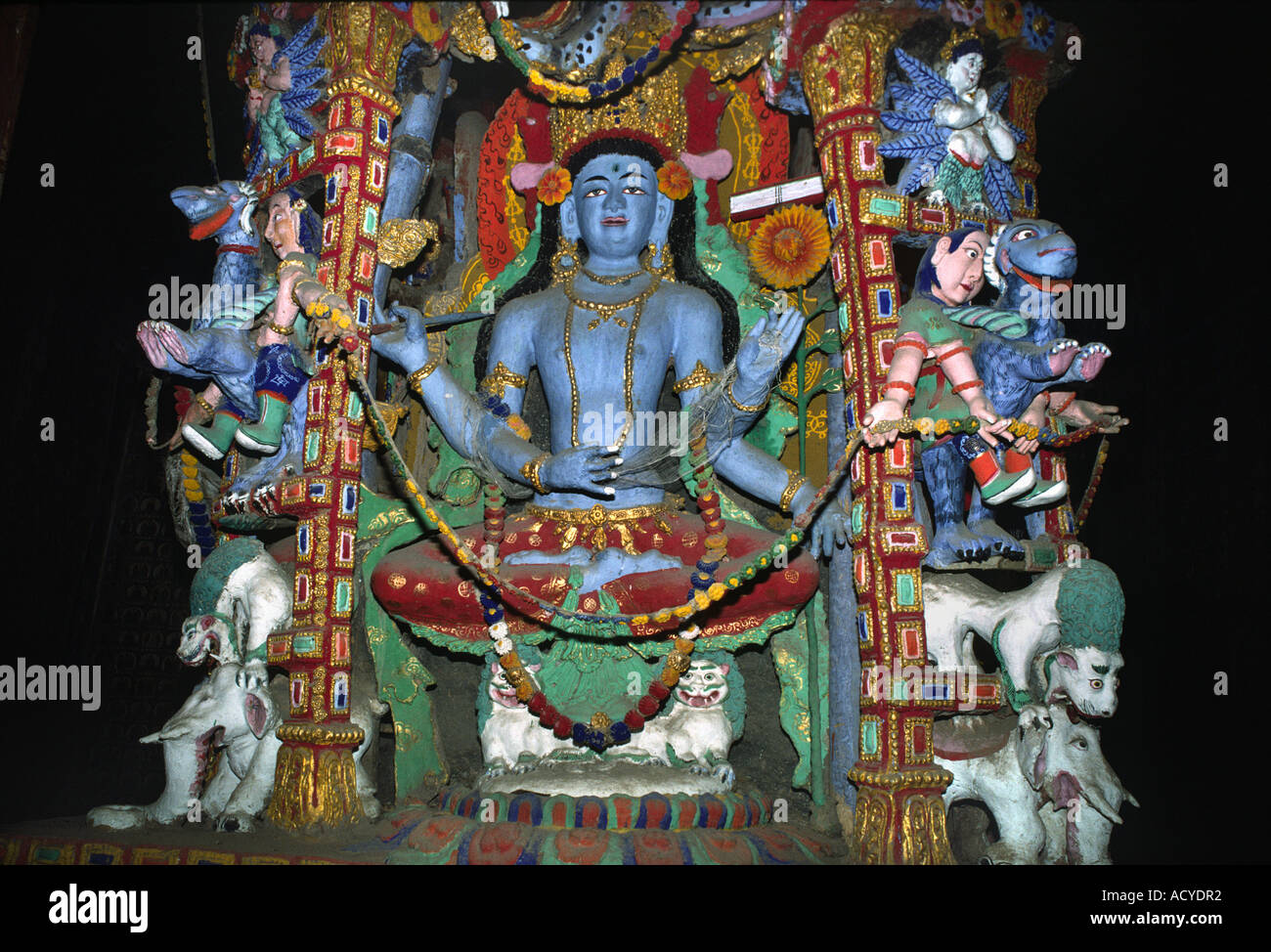 Very unusual BUDDHIST WOOD CARVINGS of deities and in ALCHI GOMPA ...