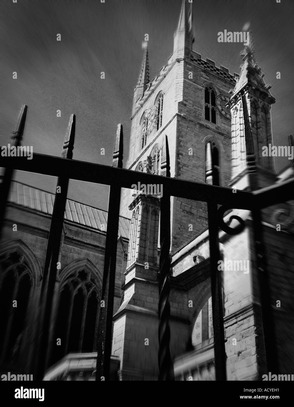 Southwark building railings Black and White Stock Photos & Images - Alamy