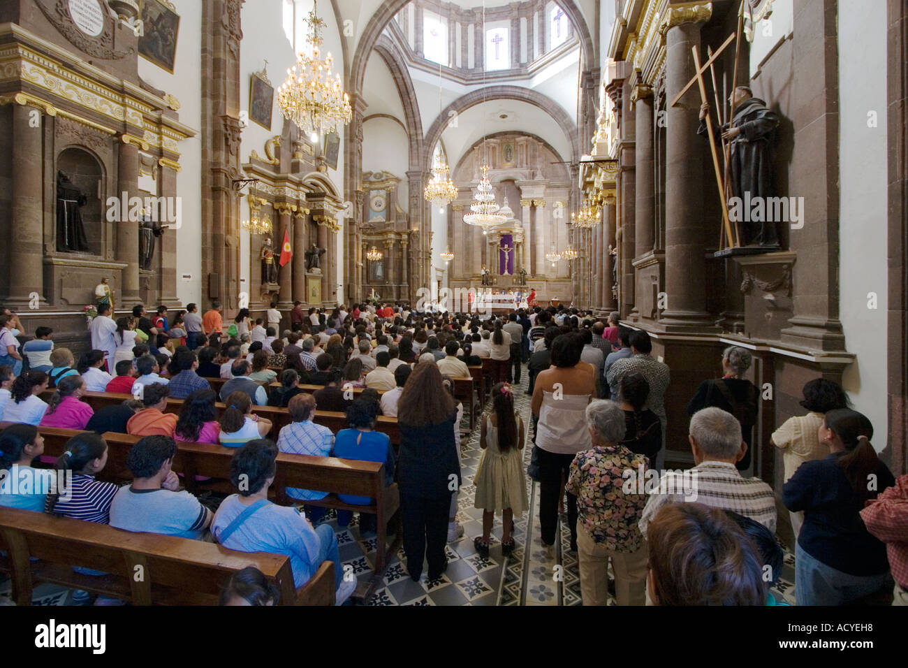 MEXICAN CATHOLICS during Easter Service in TEMPLO DE SAN FRANCISCO SAN ...