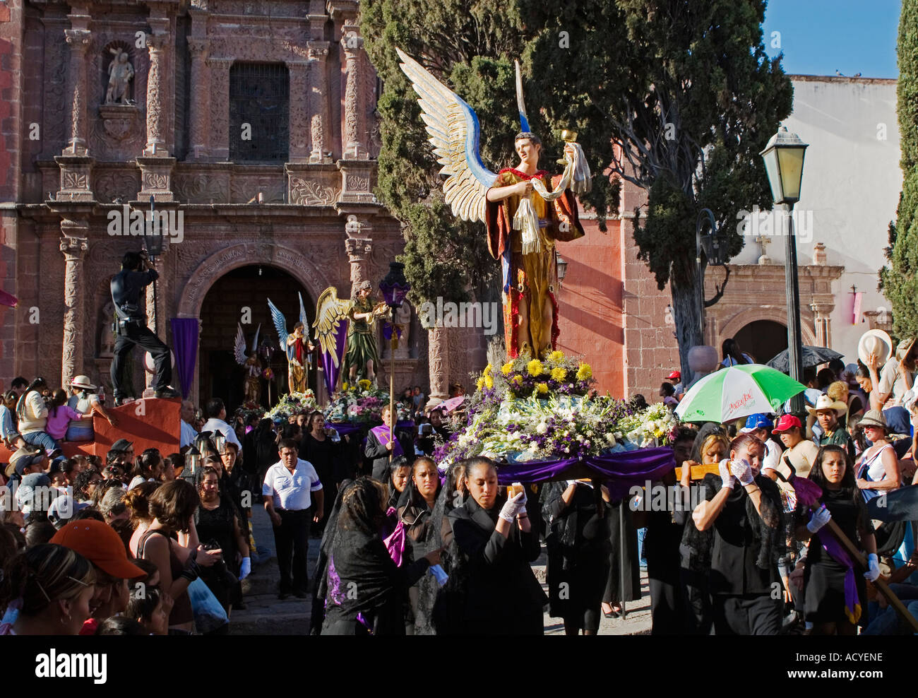MEXICAN WOMEN carry an angel during EASTER PROCESSION SAN MIGUEL DE ...