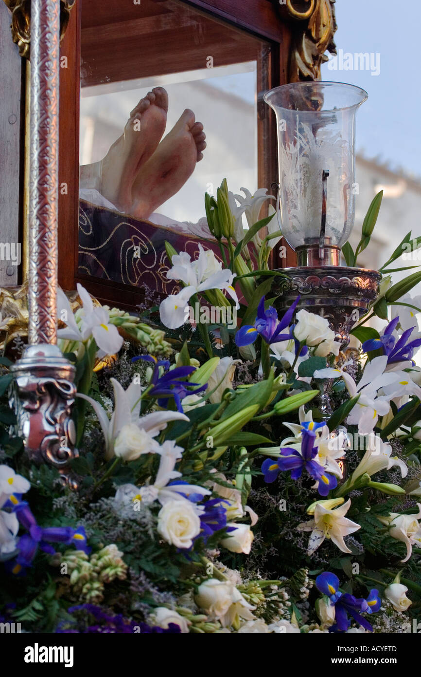 CHRIST S FEET with flowers during the EASTER PROCESSION SAN MIGUEL DE ...