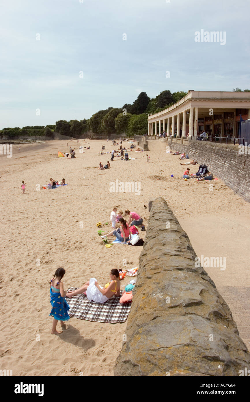 Wales Glamorgan Barry Island people on Whitmore Bay beach Stock Photo ...