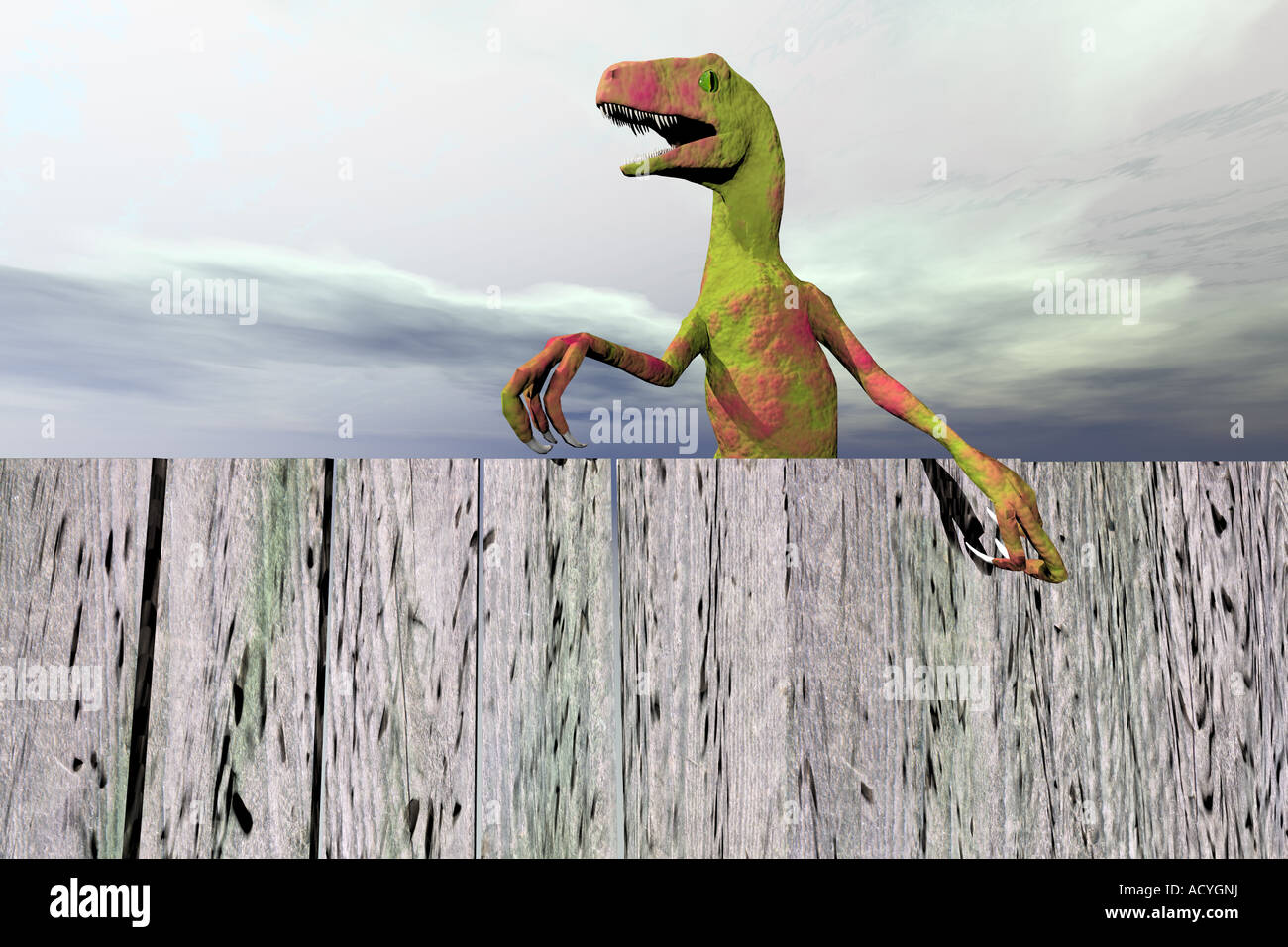 Neighbor over the fence Stock Photo - Alamy