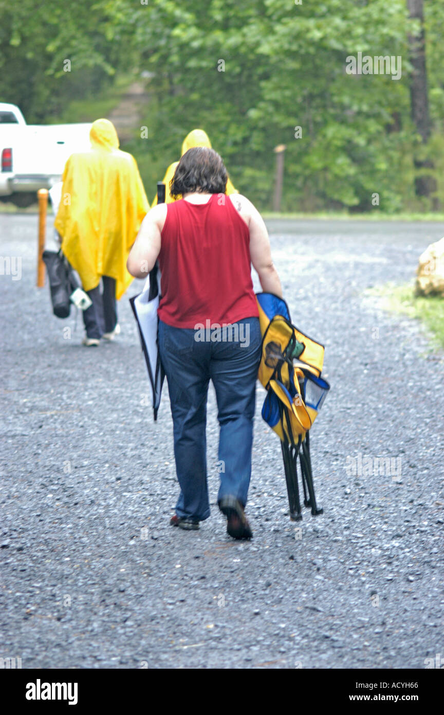 Loading kids items at camp parking lot for summer time vacation of ...