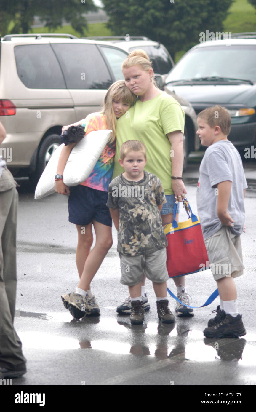 Loading kids items at camp parking lot for summer time vacation of ...