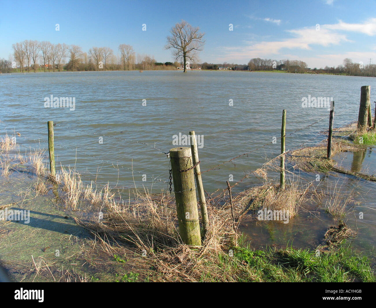 flooded meadows after heavy rainfall blue skies Stock Photo - Alamy