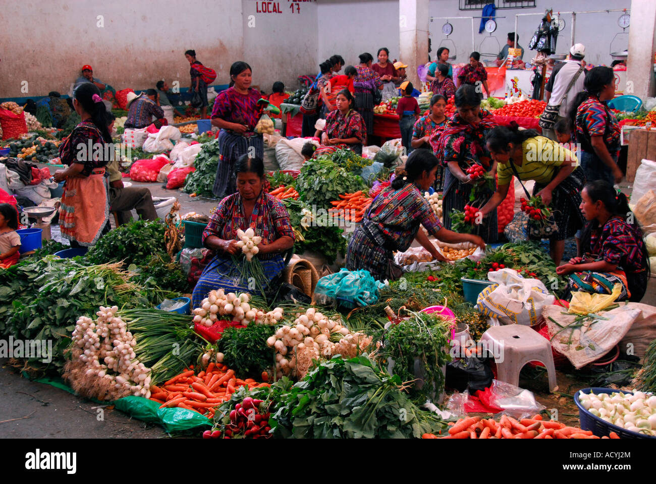 Indigenous market in Chichicastenango, Guatemala, Central America Stock ...