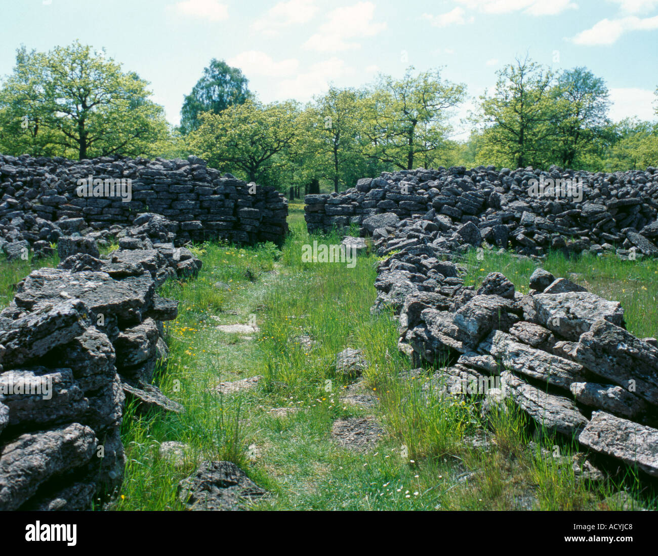 One of the entrances in the outer ring wall, Ismanstorp Iron Age fort ...