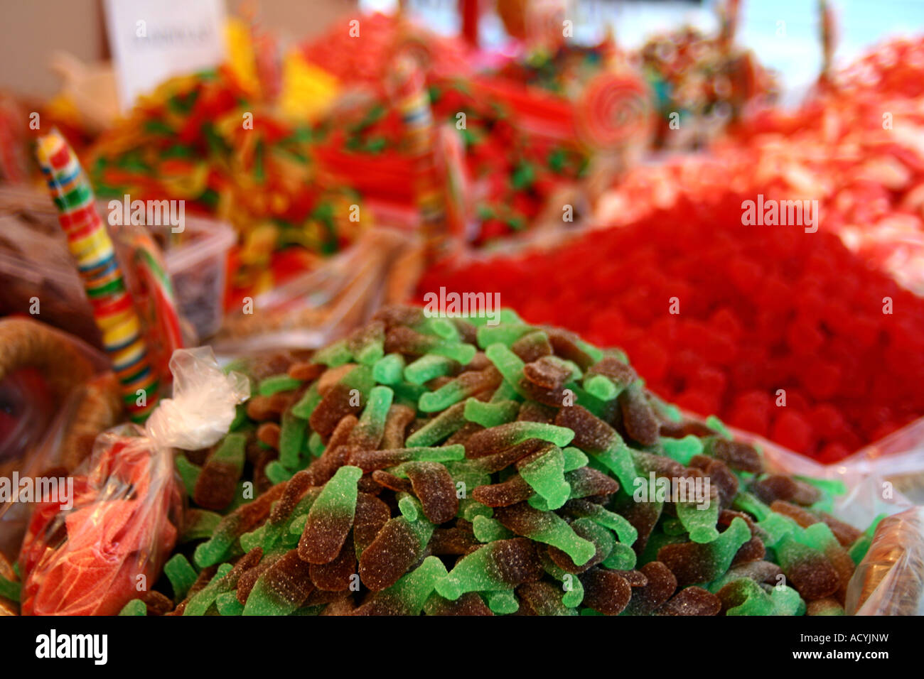 Sweets display in a funfair Stock Photo - Alamy