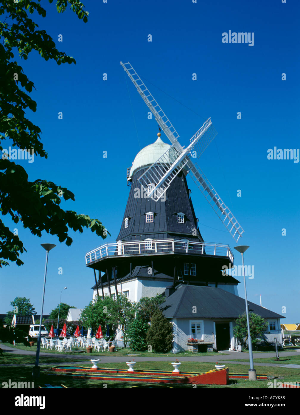 Eight storey Dutch style windmill, Sandvik, Öland, Sweden Stock Photo ...