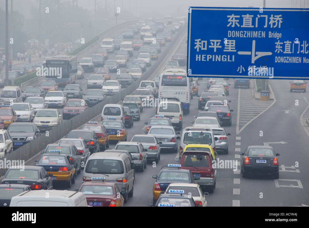 Traffic congestion and pollution on Beijing ring road highway Stock ...