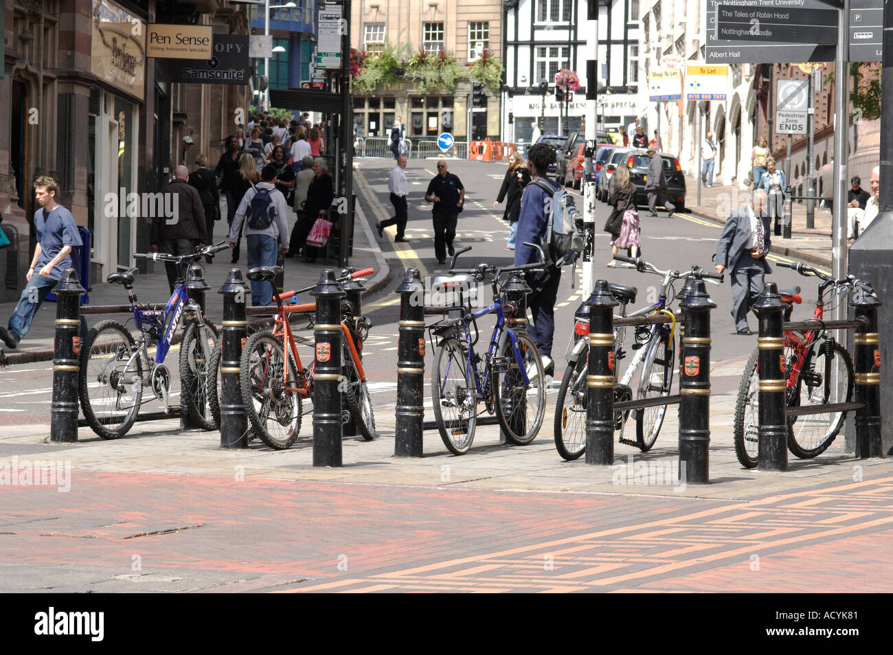 Nottingham City Centre Bicycles at Nottingham Stock Photo - Alamy