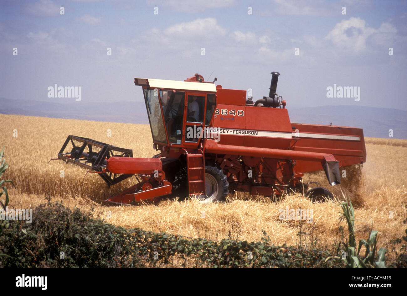 Combine harvester at work on a field of barley Stock Photo - Alamy