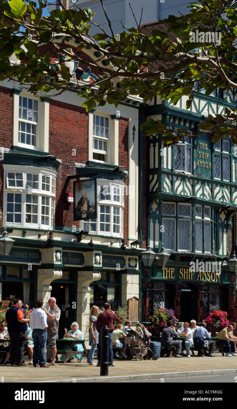 English pub and customers drinking outside Portsmouth England UK Stock ...