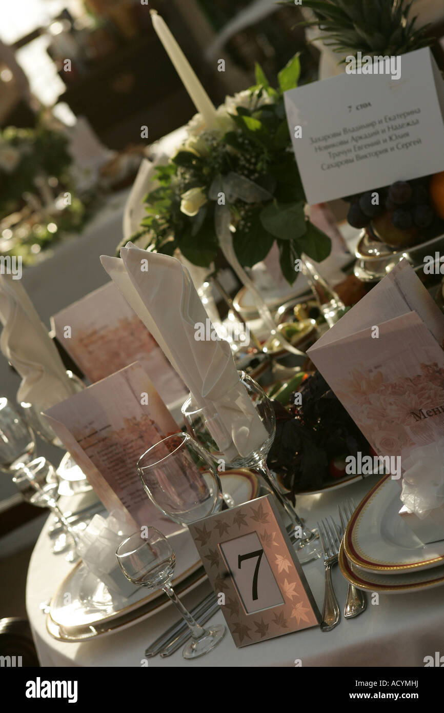 A beautifully laid table at a wedding reception Stock Photo - Alamy