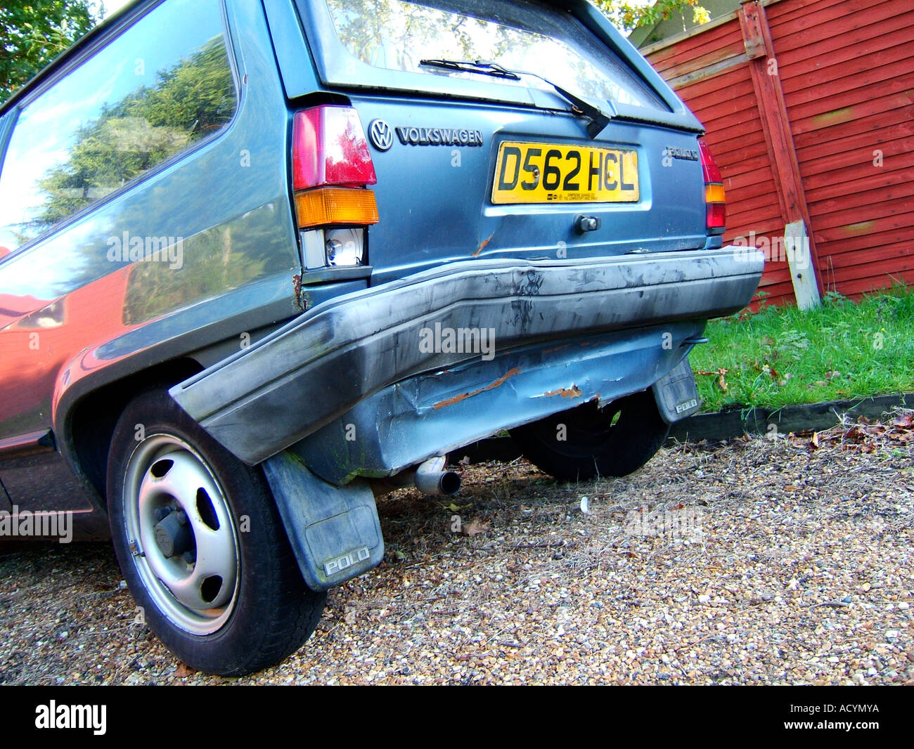 rear end damaged car Stock Photo - Alamy