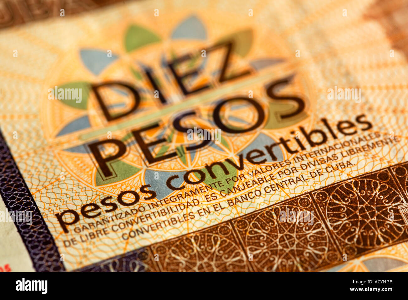 Convertible Pesos bank note. Currency issued to tourists to Cuba and ...