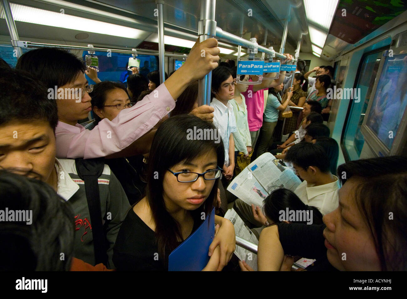 Inside Crowded Train Shanghai Metro Rapid Transit Subway System ...