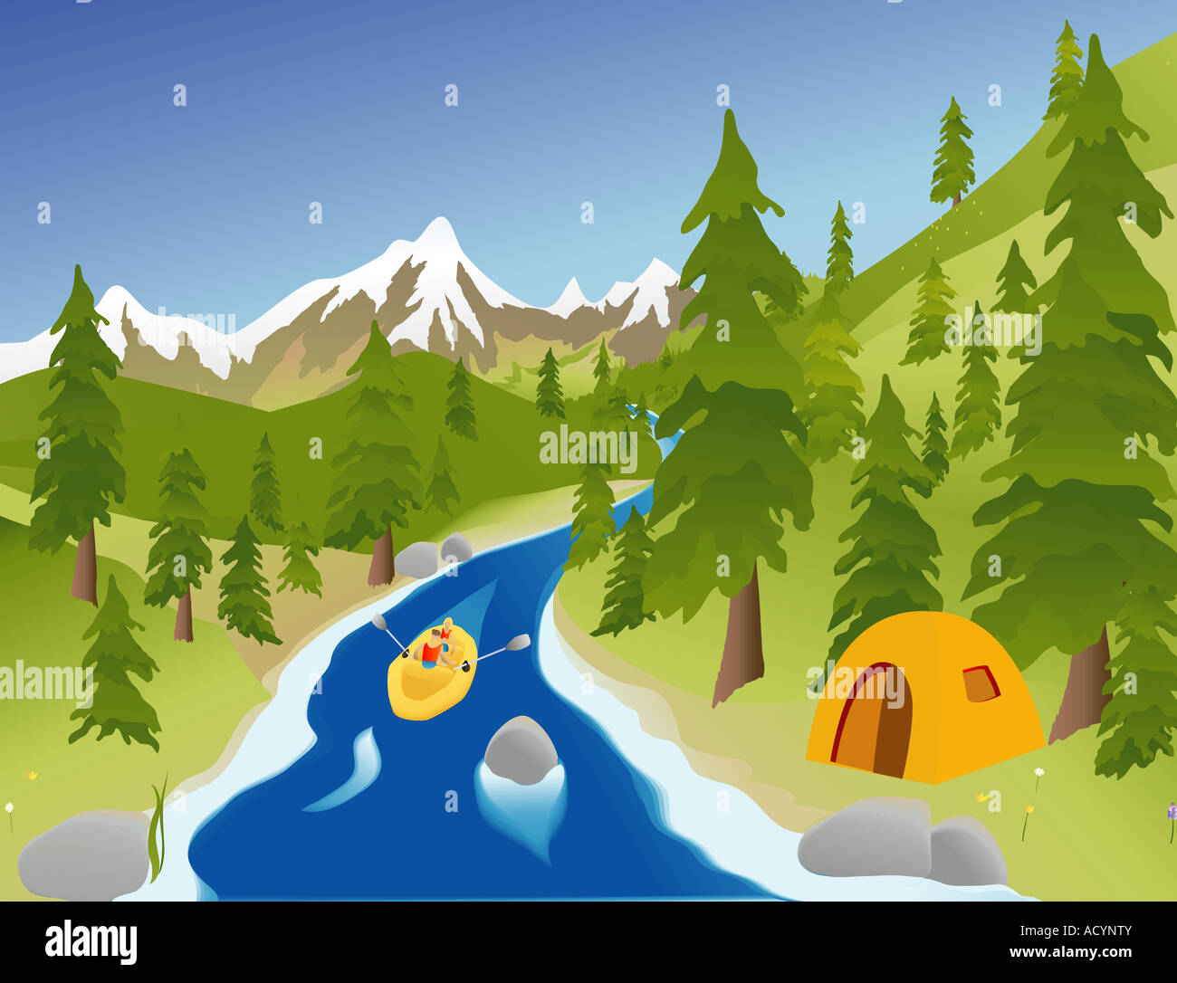summertime river rafting Stock Photo - Alamy