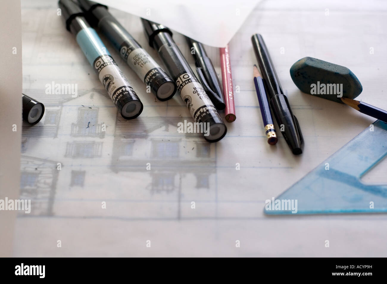 artist designer markers pencils Stock Photo - Alamy