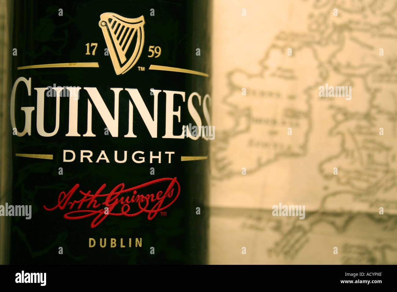 Guinness and map of Ireland Stock Photo - Alamy