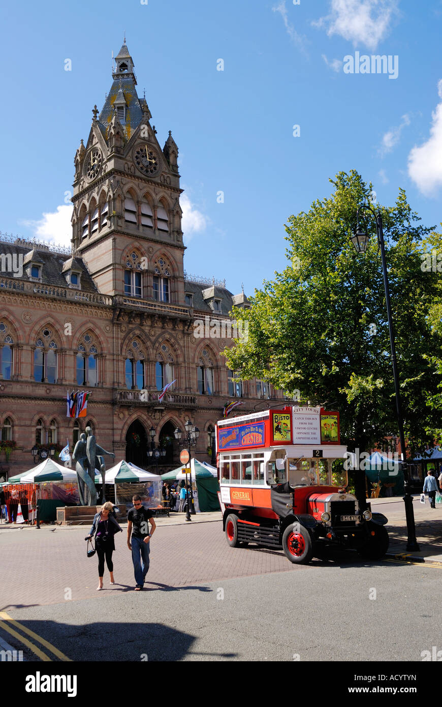 Chester. Authentic replica of a London general Omnibus bus parked ...