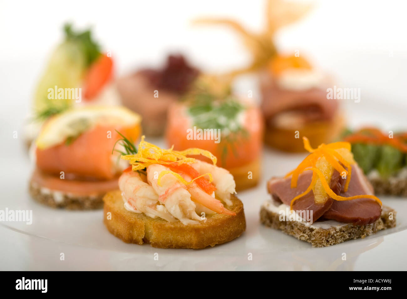 Canapes on plate Stock Photo - Alamy