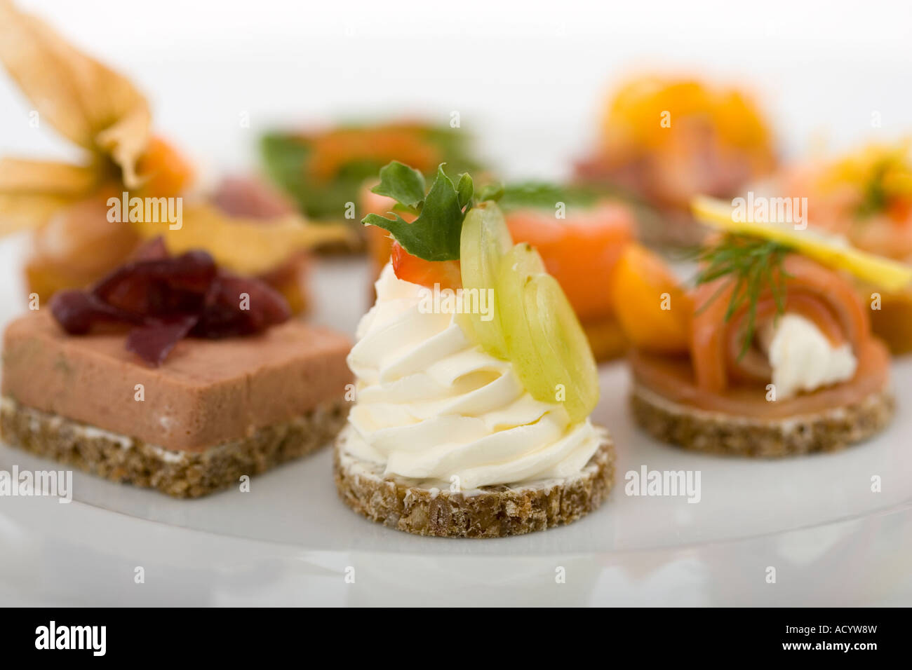 Canapes on plate Stock Photo - Alamy