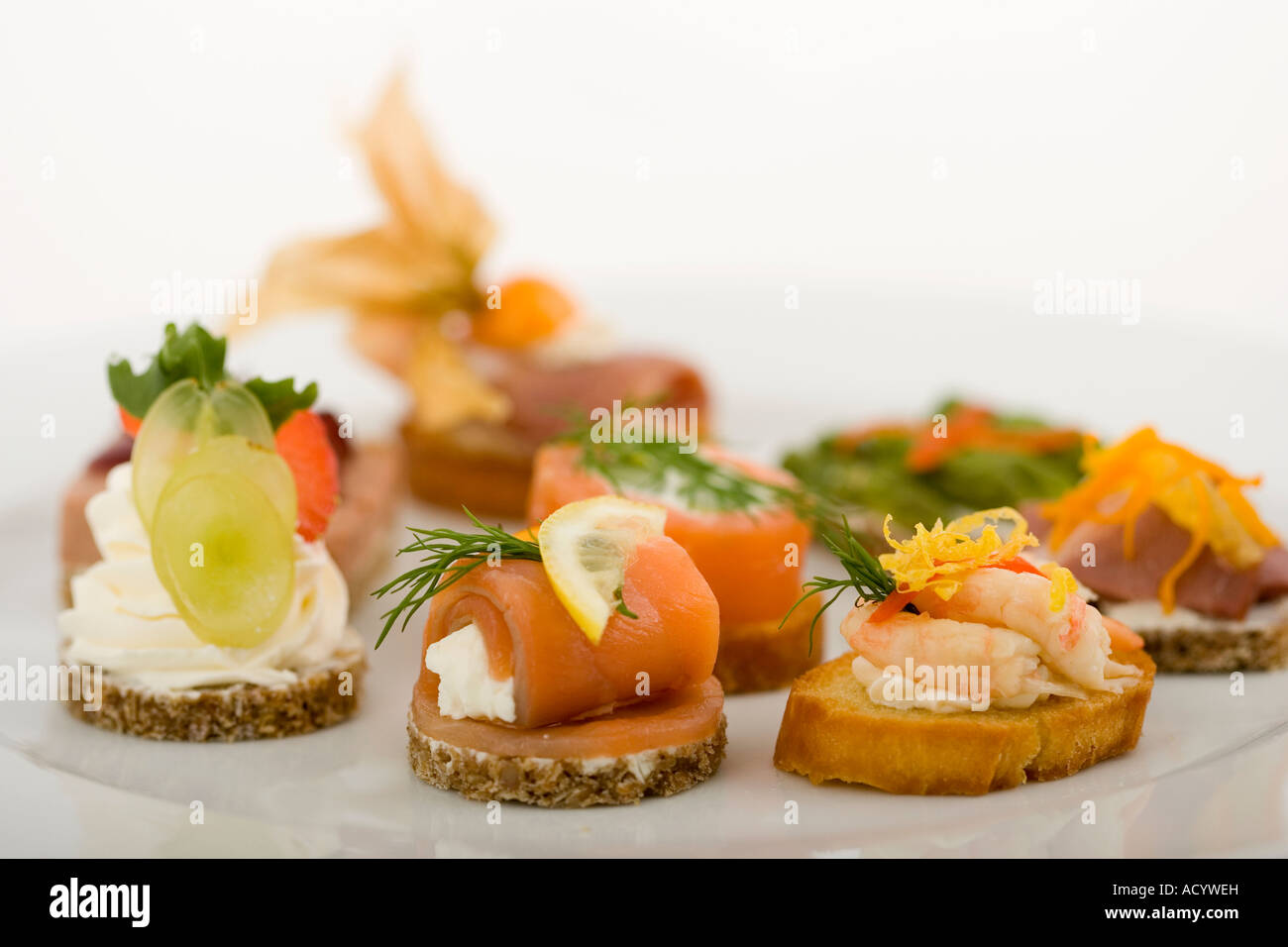 Canapes on plate Stock Photo - Alamy
