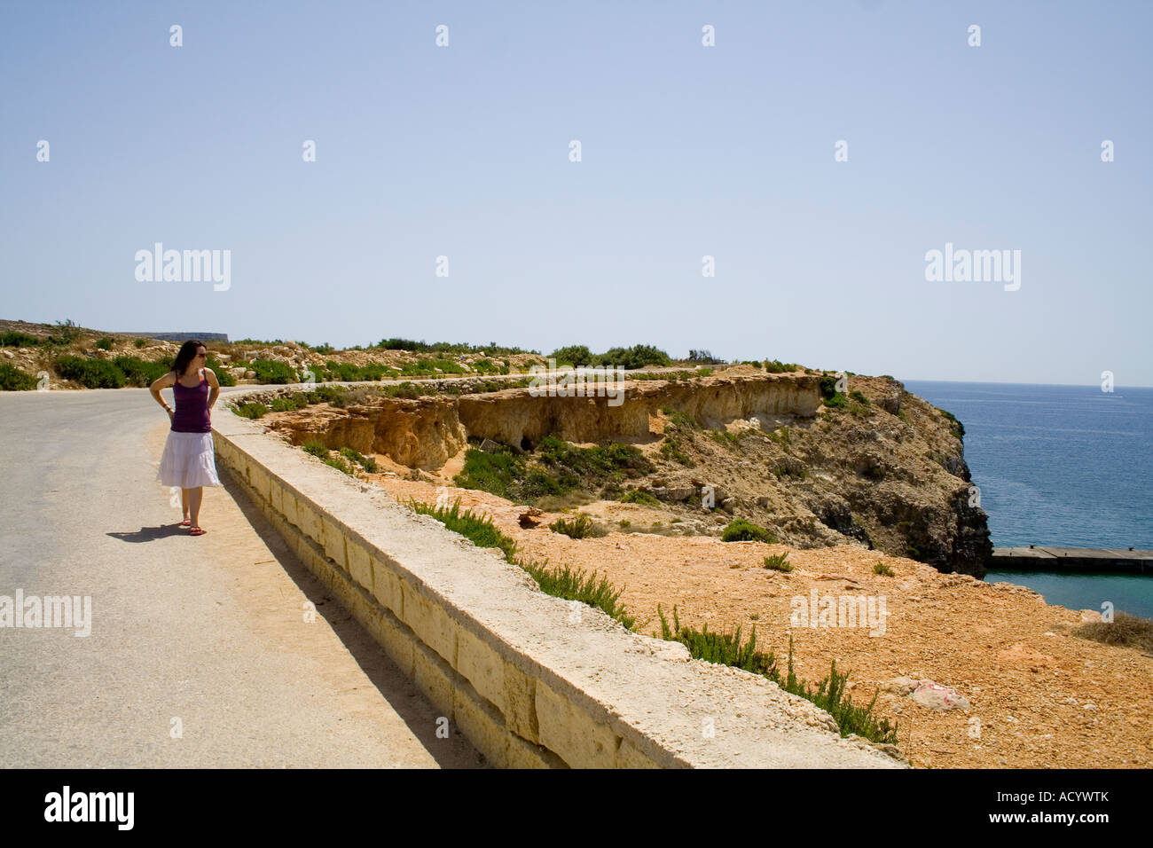 Sea view road in malta Stock Photo - Alamy