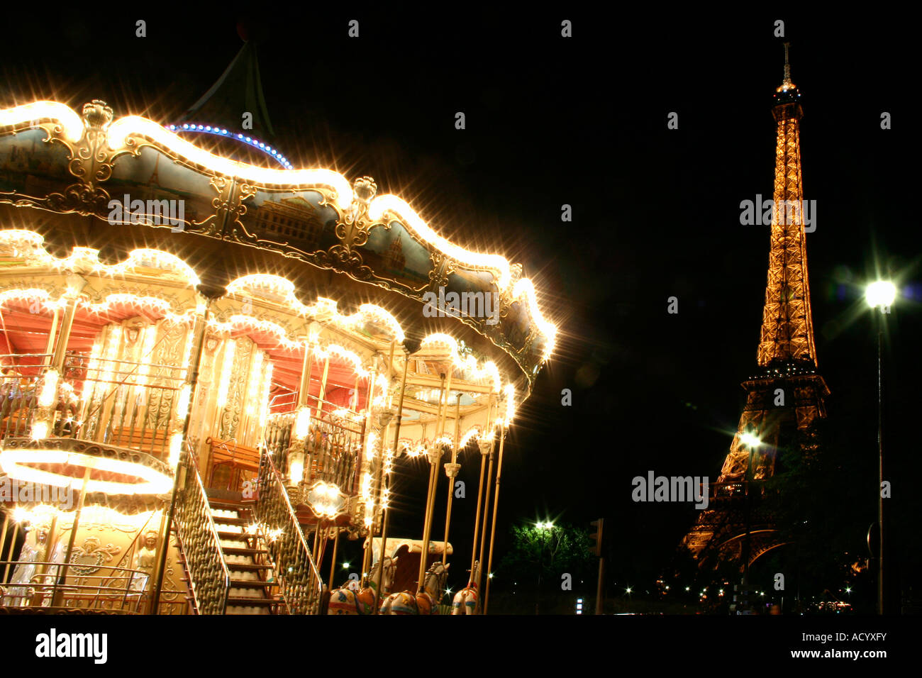 Eiffel Tower and Carousel, Paris, France Stock Photo - Alamy