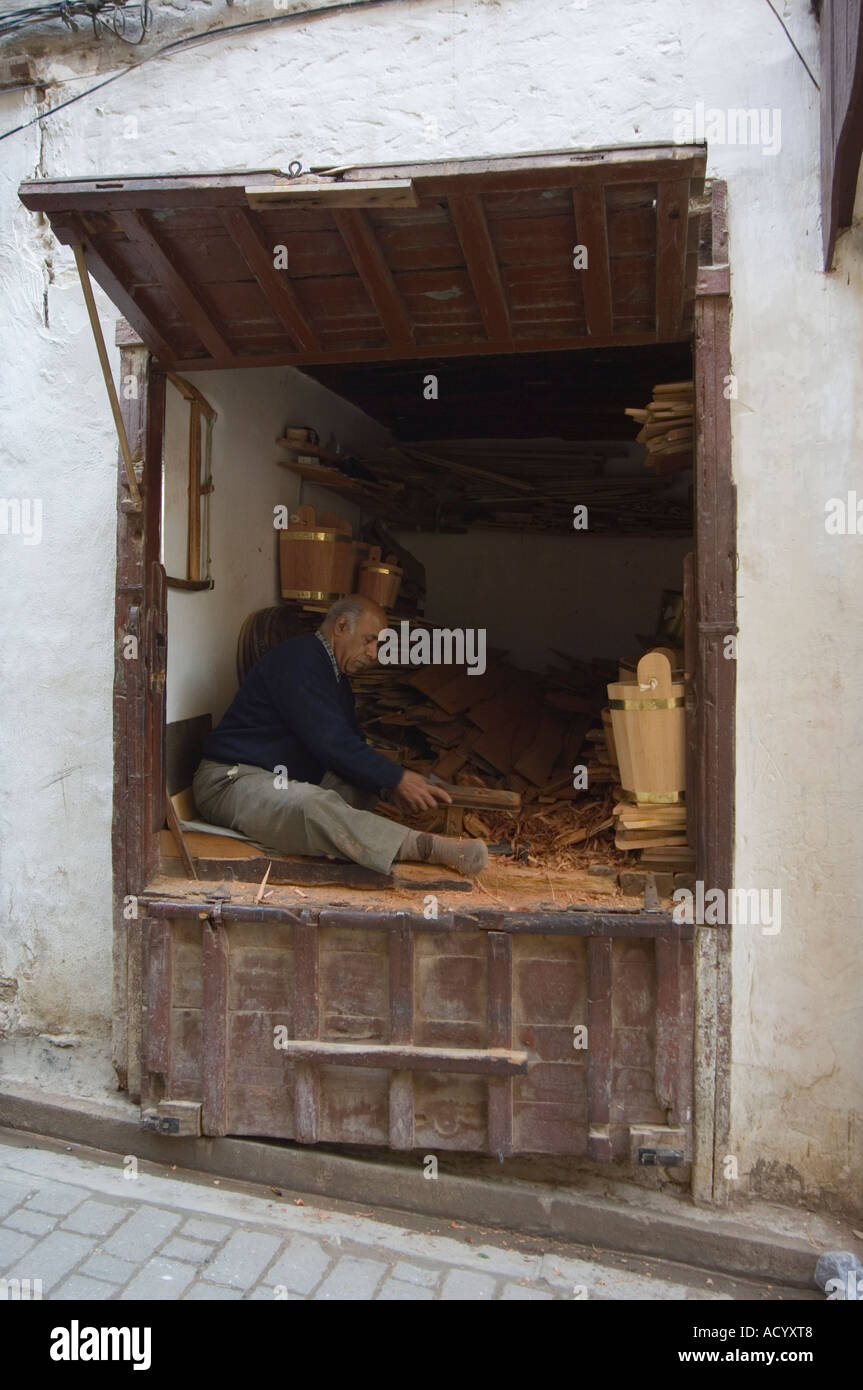 wood craft maker old market medina town of Fes Morocco North Africa ...