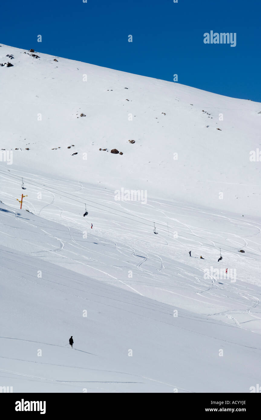 snow on mountains Oukaimeden ski resort High Atlas Morocco North Africa ...