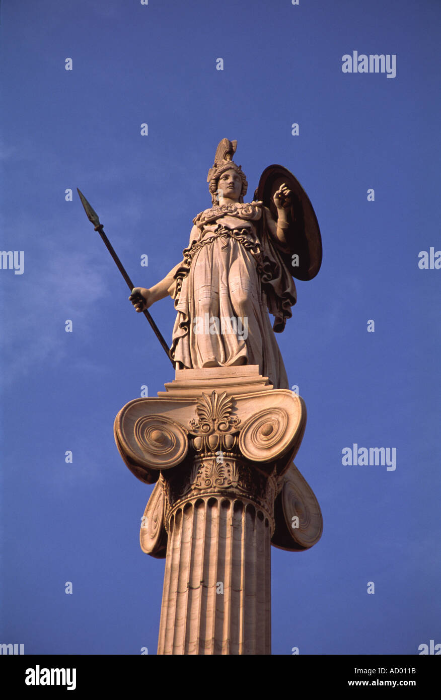 Detail of the statue of Athena on a ionic column Athens Academy of the ... Detail of the statue of Athena on a ionic column Athens Academy of the ...