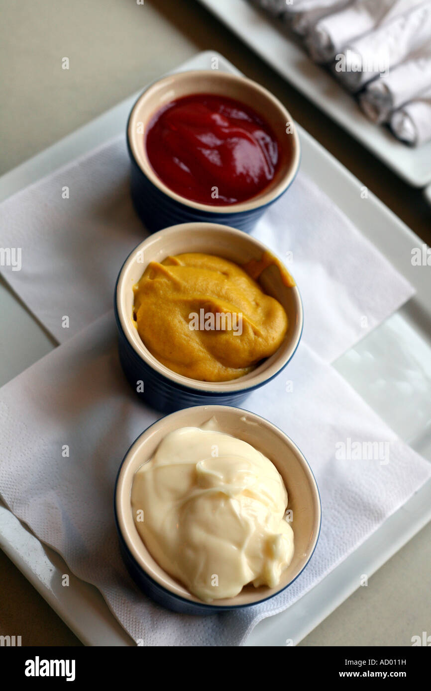 Sauces on table at buffet in London restaurant Stock Photo - Alamy
