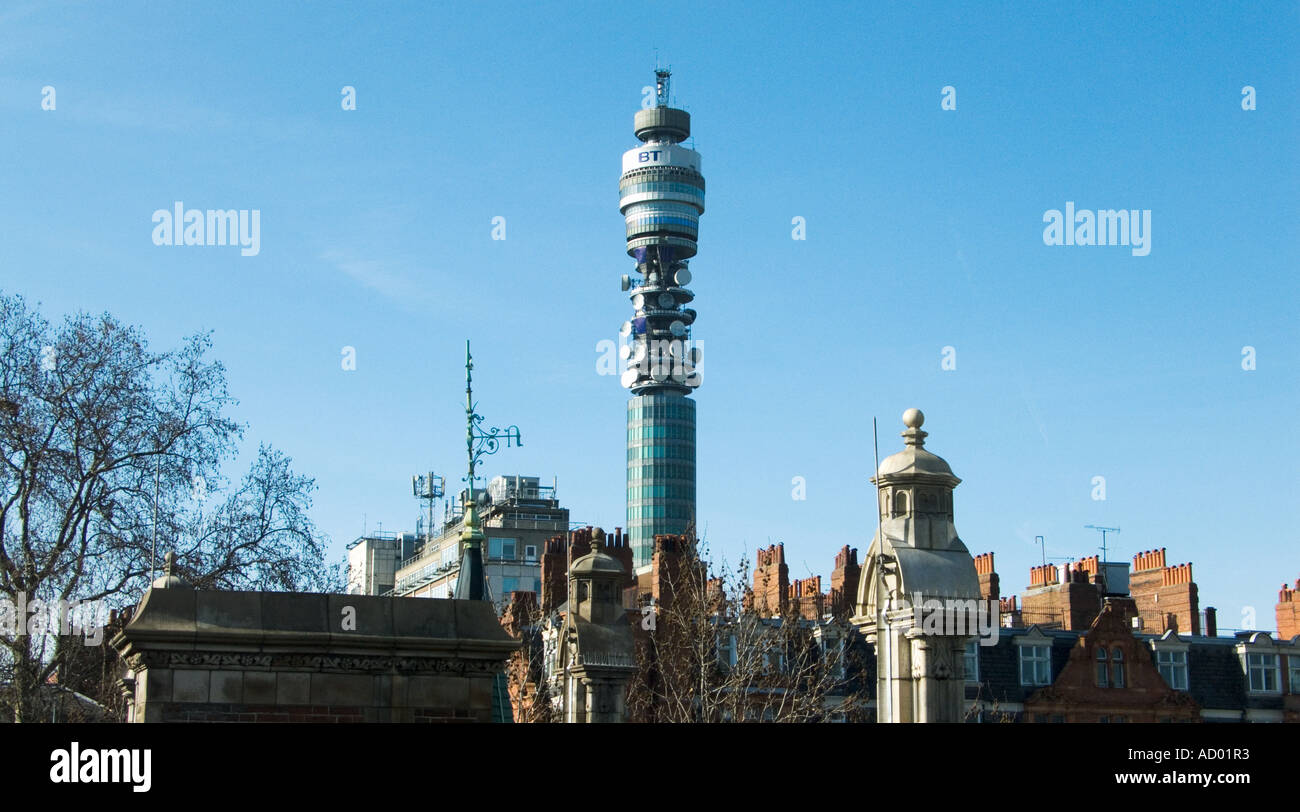 The Post Office tower seen over the rooftops of London Stock Photo - Alamy