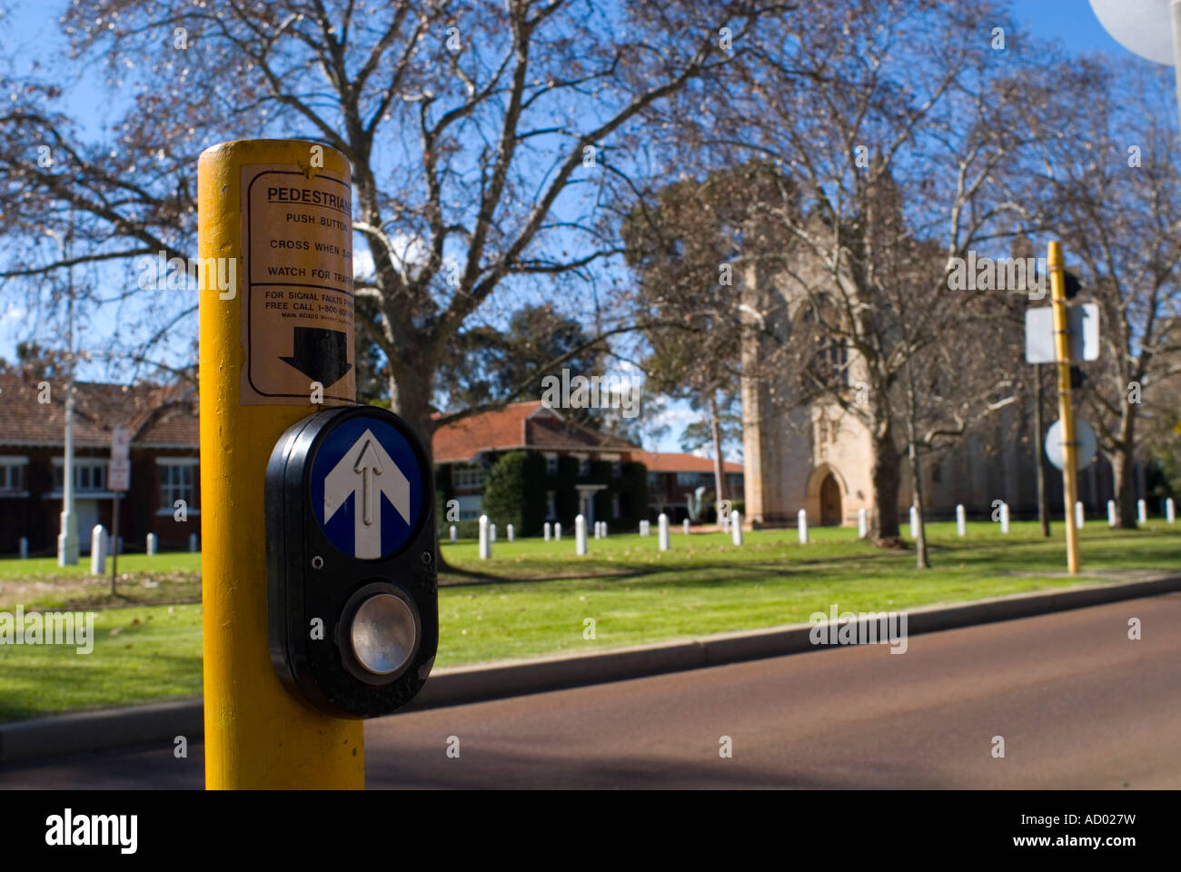 Crosswalk indicator, with Chapel of St Mary & St George, Guildford ...