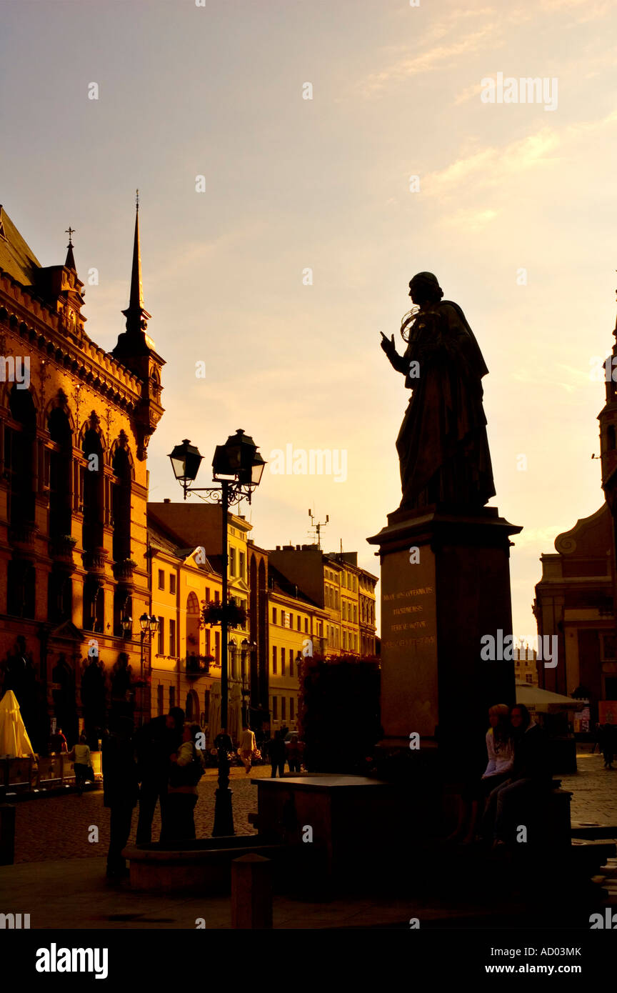 Statue of Nikolaus Copernicus at the old town square in central Torun ...