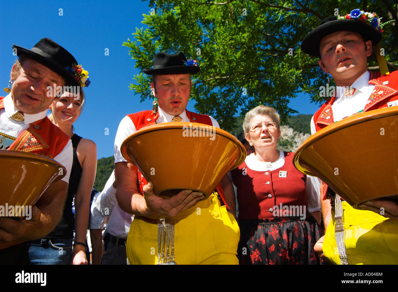 Switzerland Jungfrau Region Interlaken Cow Bell Ringers in Traditional ...