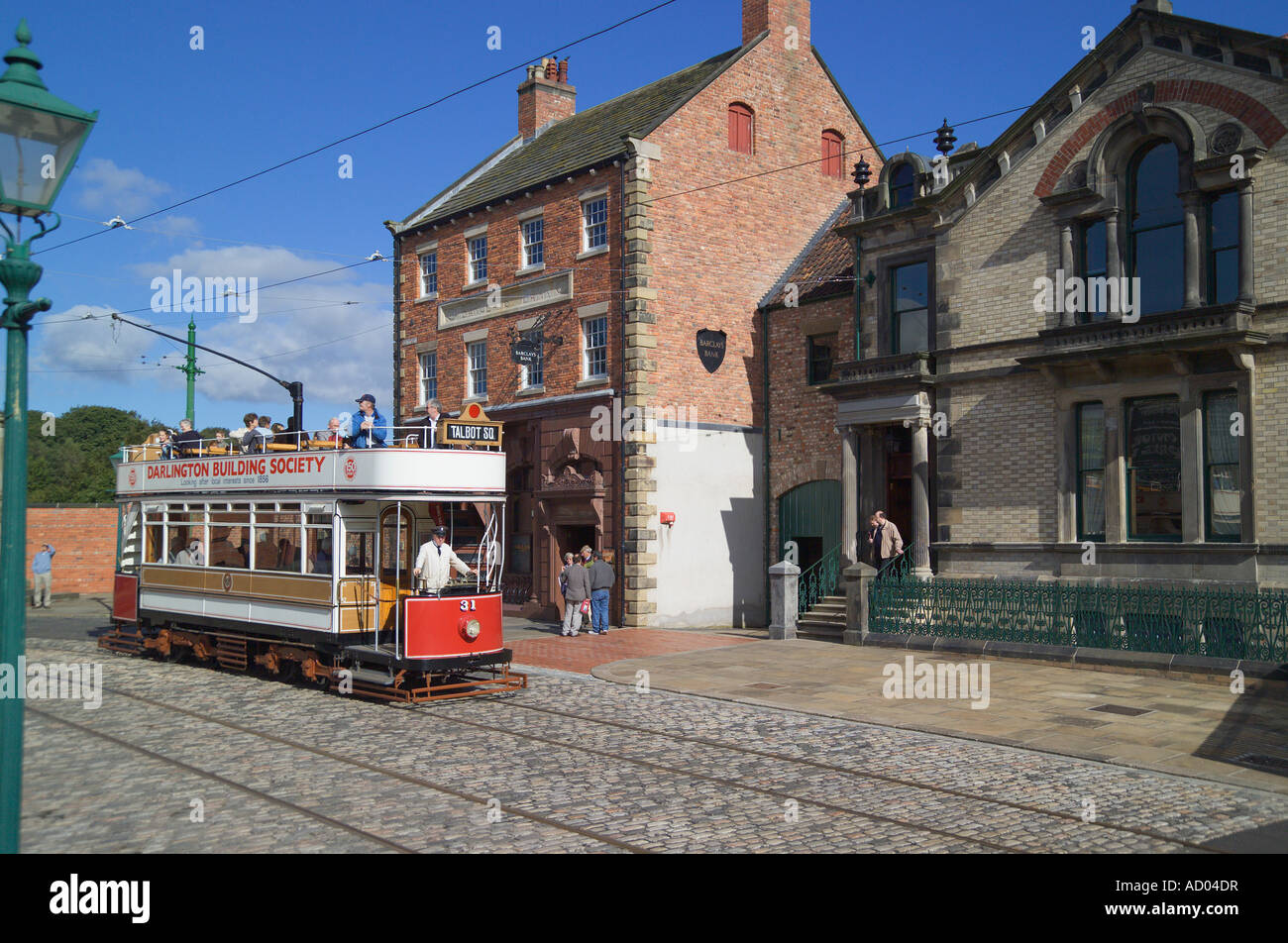 Tram and Town buildings Beamish Museum County Durham England Stock ...