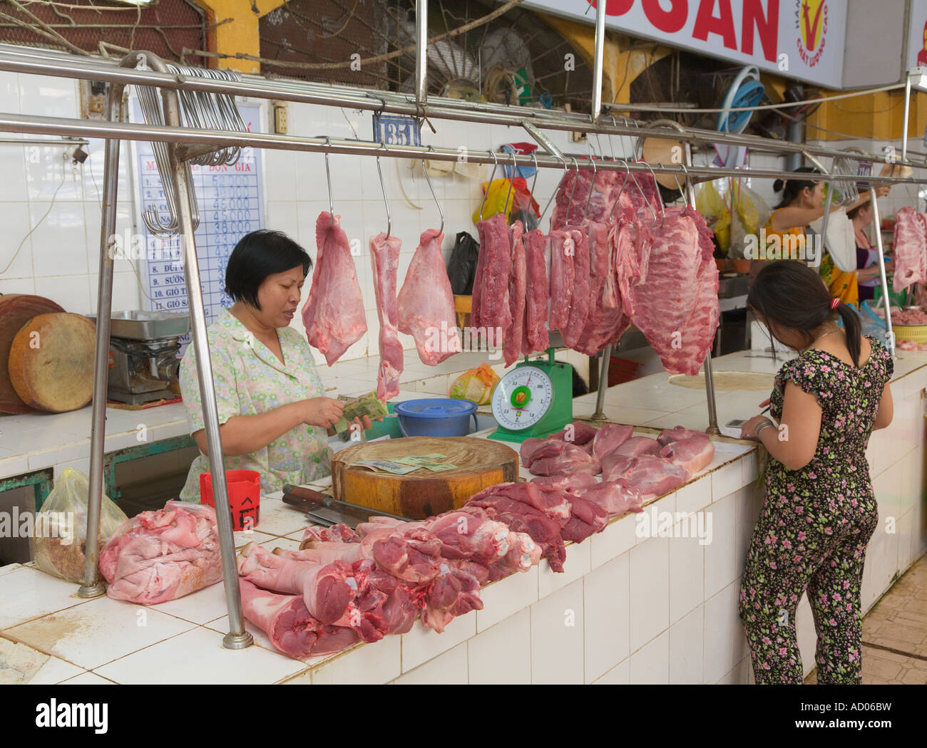 Meat market stall "Ho Chi Minh City" Vietnam Stock Photo - Alamy