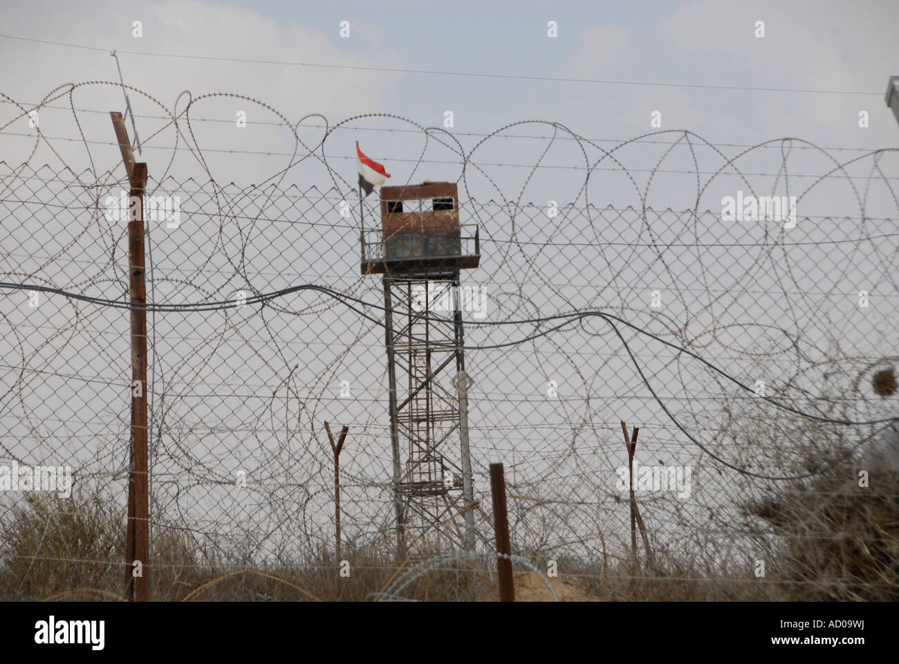 An Egyptian military watchtower, just across the border off route 10 ...