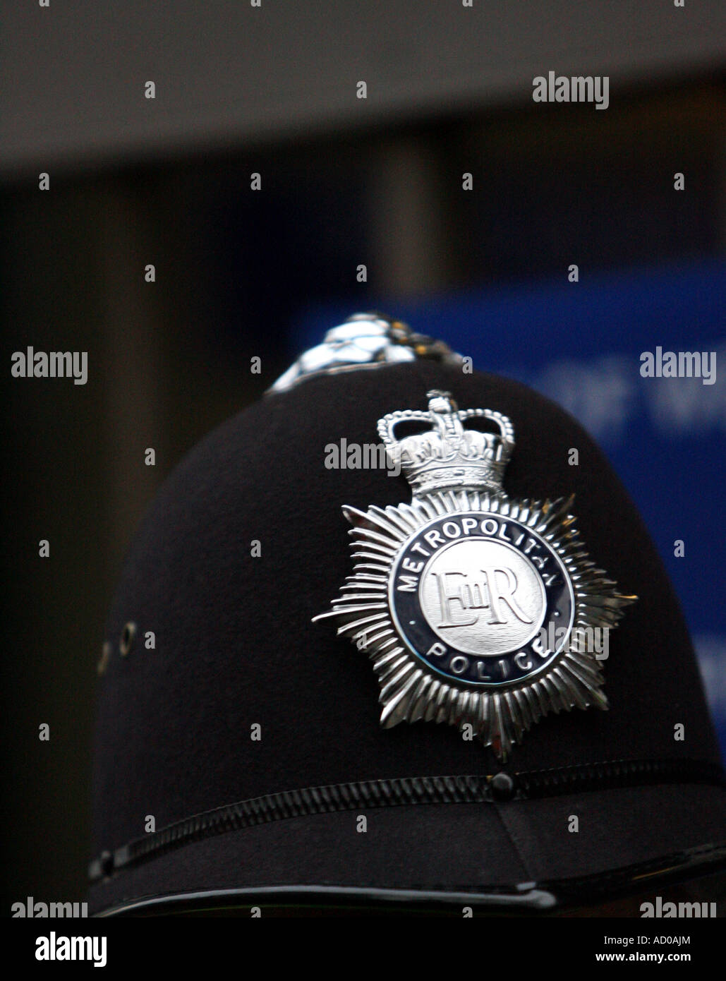 Policeman s badge and helmet London UK Stock Photo - Alamy