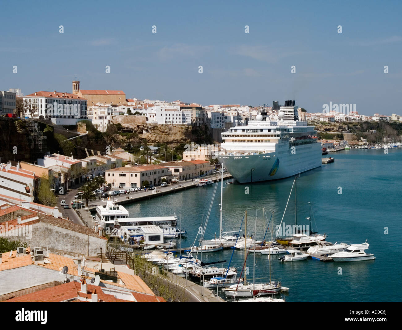 Cruise ship in the port of Mahon, Menorca, Spain Stock Photo - Alamy