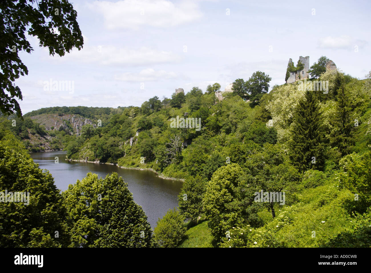 chateau Crozant in the River Creuse valley in Indre region of France ...