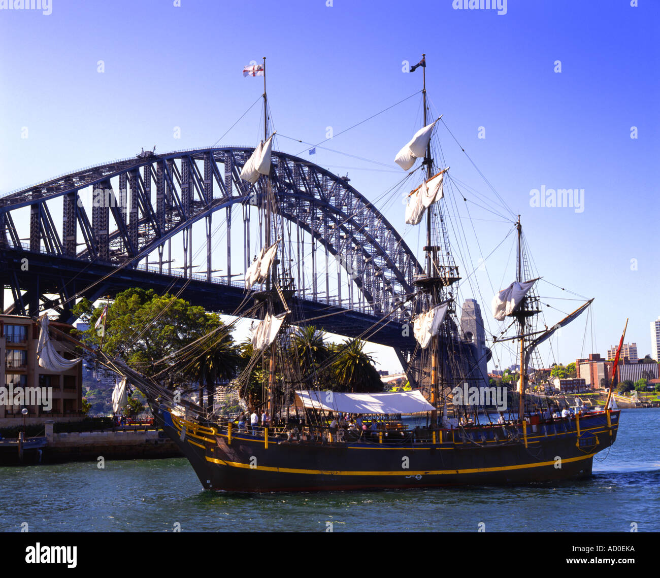 The ‘Bounty’ Cruise Ship Arriving at The Rocks near Sydney Harbour ...